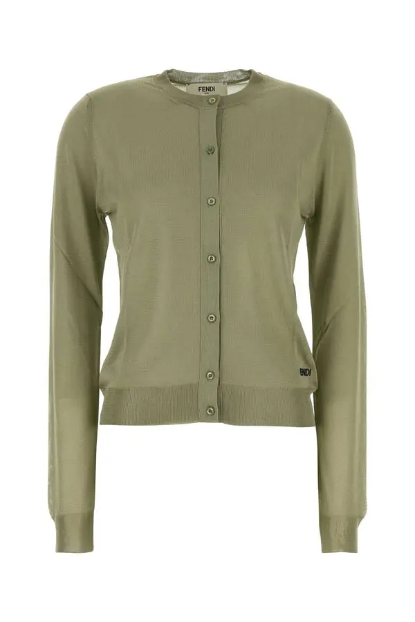 Fendi Sage Stretch Viscose Blend Cardigan - Green
