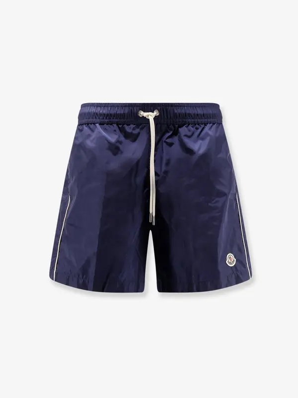 Moncler Nylon Swim Shorts With Logo Patch - Multicolor