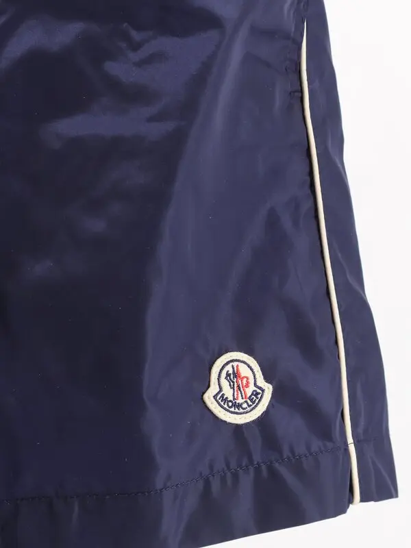 Moncler Nylon Swim Shorts With Logo Patch