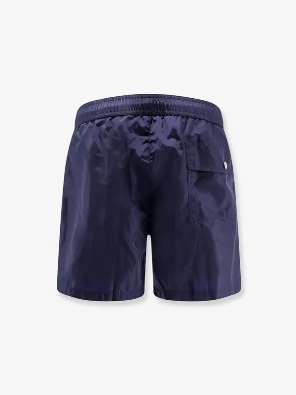 Moncler Nylon Swim Shorts With Logo Patch - Multicolor