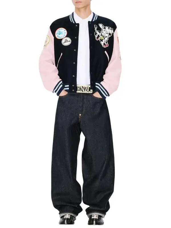 Kenzo Embroidered Wool Varsity Jacket With Badges