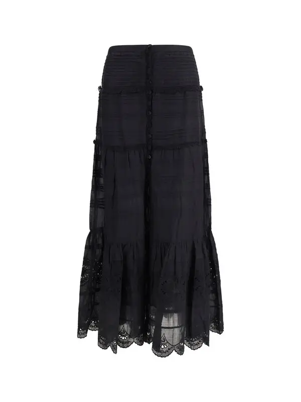 Isabel Marant Étoile Paoline Long Cotton Skirt - Black
