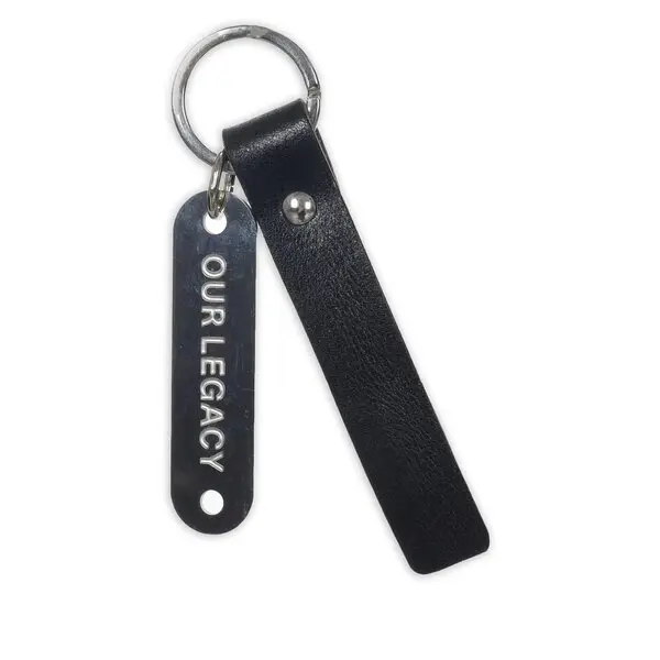 Our Legacy Leather Tab Stainless Steel Keychain - Black