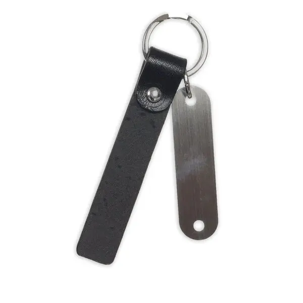 Our Legacy Leather Tab Stainless Steel Keychain - Black