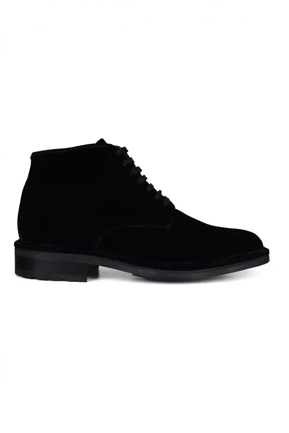 Saint Laurent Velvet Lace-up Boots - Black