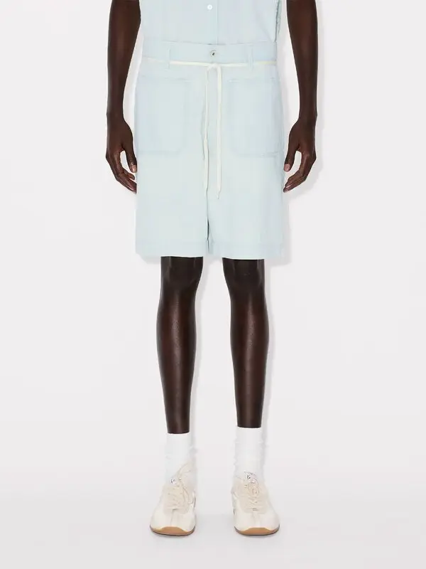 Kenzo Straight Shorts In Stone Bleach Chambray