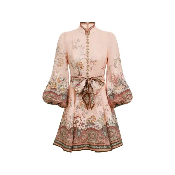 Zimmermann Floral And Paisley Print Silk And Linen Blend Day Dress
