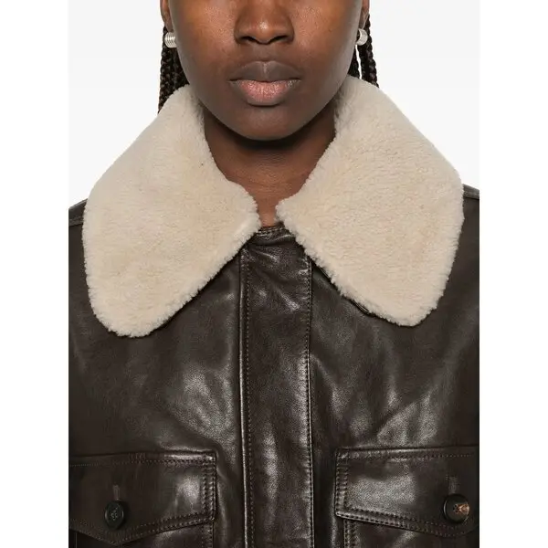 Brunello Cucinelli Leather Jacket With Shearling Collar