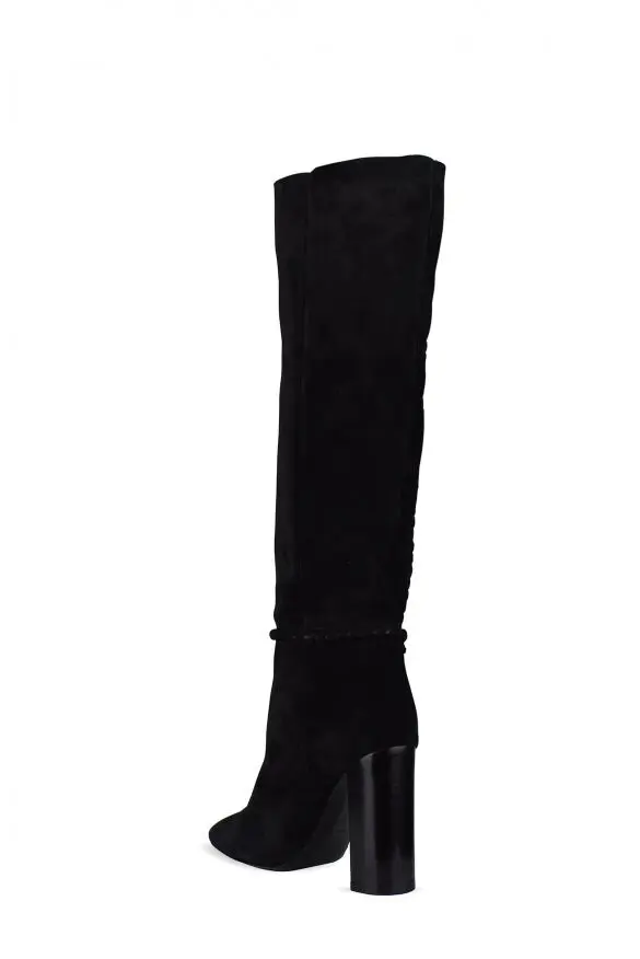 Saint Laurent Suede Studded Knee-high Boots