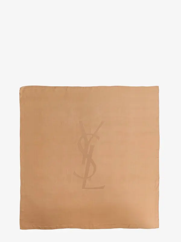 Saint Laurent Cassandre Silk Scarf - Brown