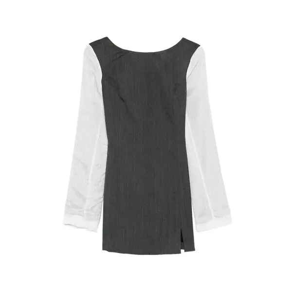 Our Legacy Pinstripe Long Sleeve Mini Dress - Gray