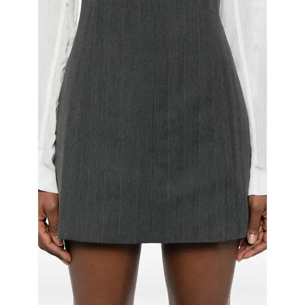 Our Legacy Pinstripe Long Sleeve Mini Dress - Gray
