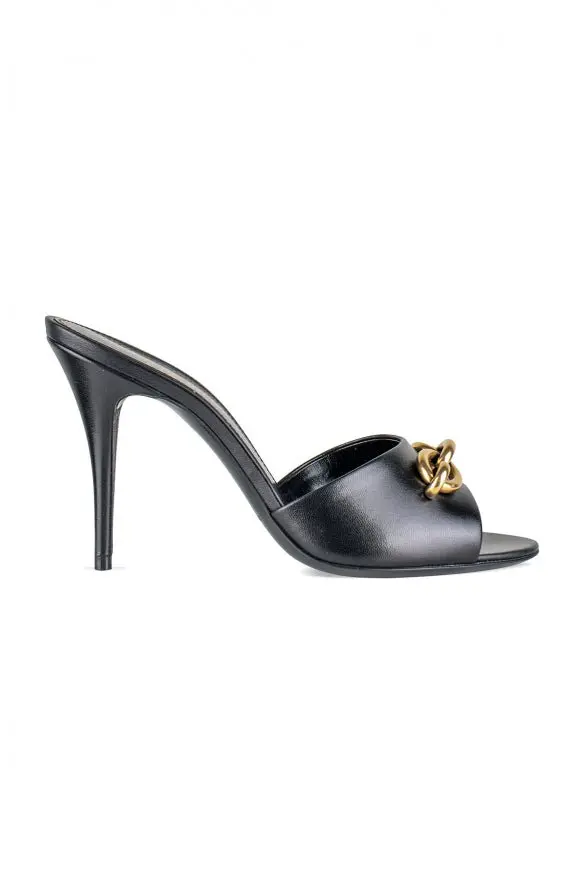 Saint Laurent Le Maillon Mules With Chain Detail - Black