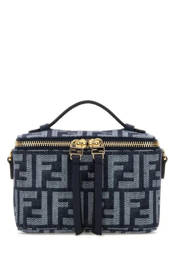 Fendi Embroidered Denim Vanity Handbag