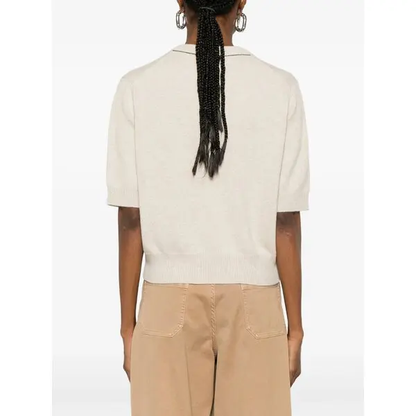 Brunello Cucinelli Cashmere Crew Neck Short Sleeve Jumper - Cream