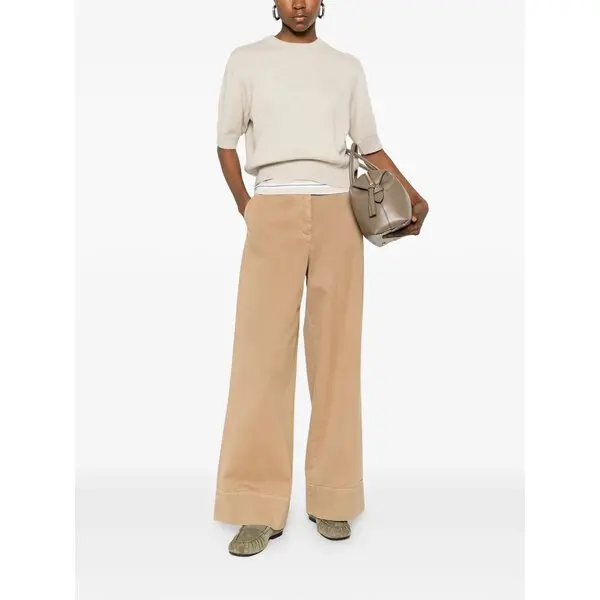 Brunello Cucinelli Cashmere Crew Neck Short Sleeve Jumper - Cream