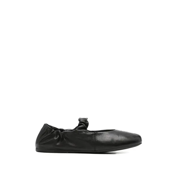 Miu Miu Leather Ballerina Flats With Ruched Detail