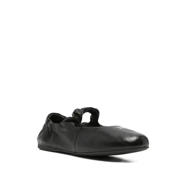 Miu Miu Leather Ballerina Flats With Ruched Detail