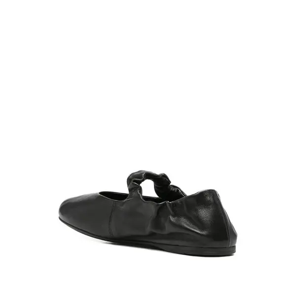 Miu Miu Leather Ballerina Flats With Ruched Detail