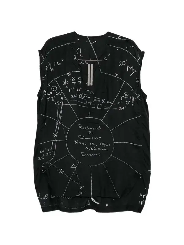 Rick Owens Graphic Print Top - Black