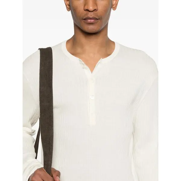 Our Legacy Ivory Ribbed Knit Long Sleeve T-shirt