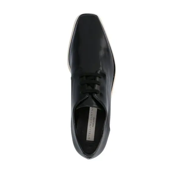 Stella McCartney Leather Lace-up Platform Wedge Derby Shoes - Black
