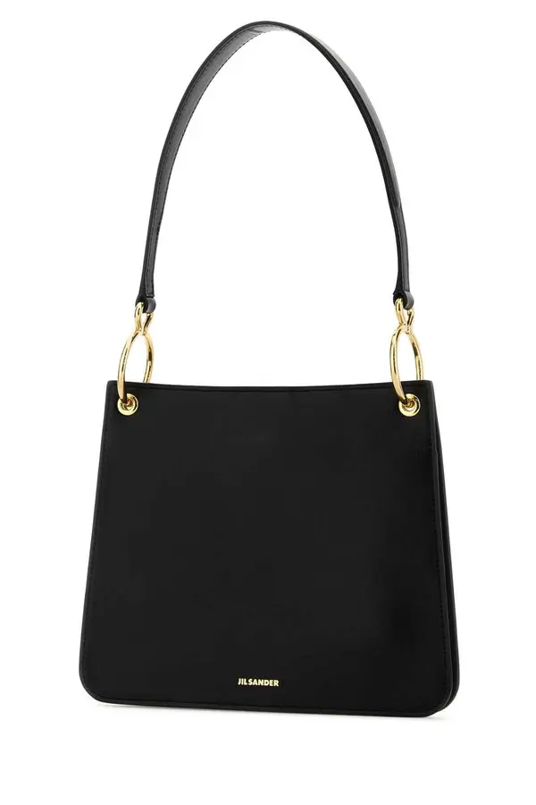 JIL SANDER Leather Otto Shoulder Bag - Black