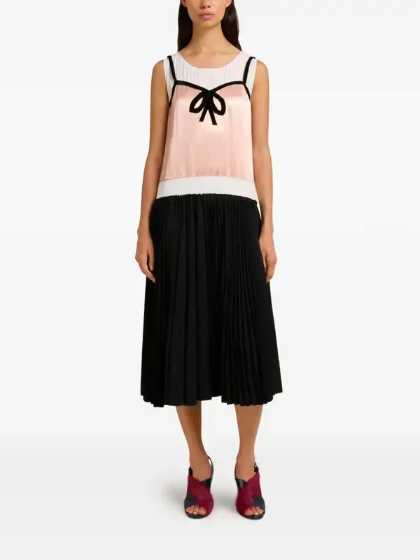 Marni Pleated Midi Dress With Bow Detail - Multicolor