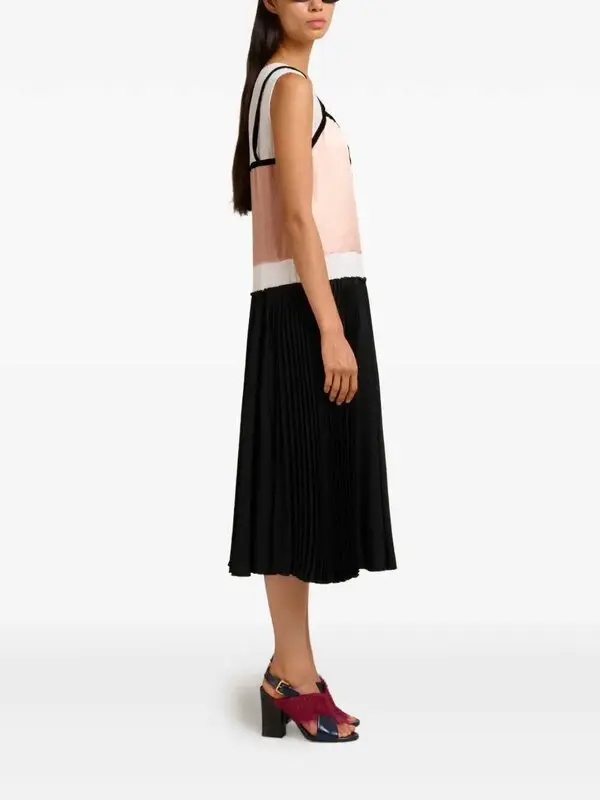 Marni Pleated Midi Dress With Bow Detail - Multicolor