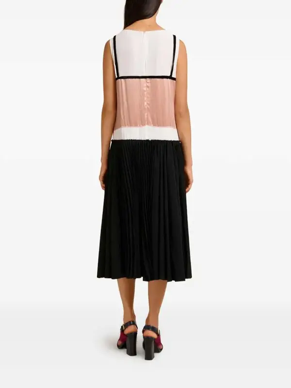 Marni Pleated Midi Dress With Bow Detail - Multicolor