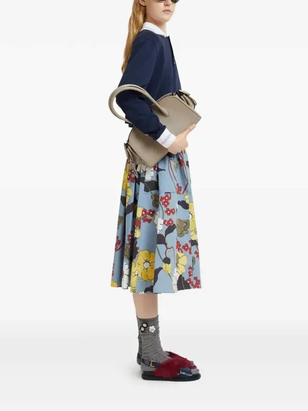 Marni Floral A-line Midi Skirt - Blue