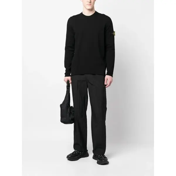 Stone Island Cotton Fine Knit Crew Neck Long Sleeve Jumper - Black