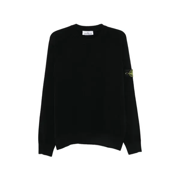 Stone Island Cotton Fine Knit Crew Neck Long Sleeve Jumper - Black