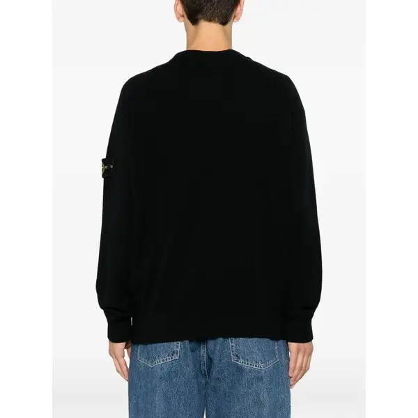 Stone Island Cotton Fine Knit Crew Neck Long Sleeve Jumper - Black