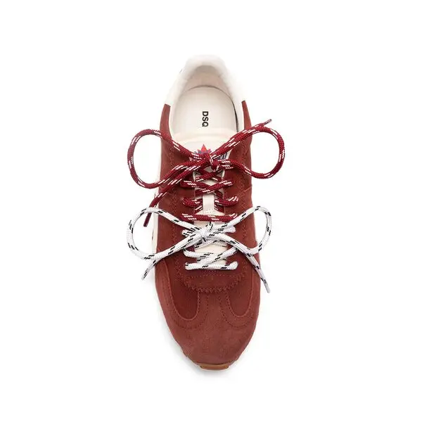 Dsquared2 Burgundy Suede Lace-up Sneakers - Red