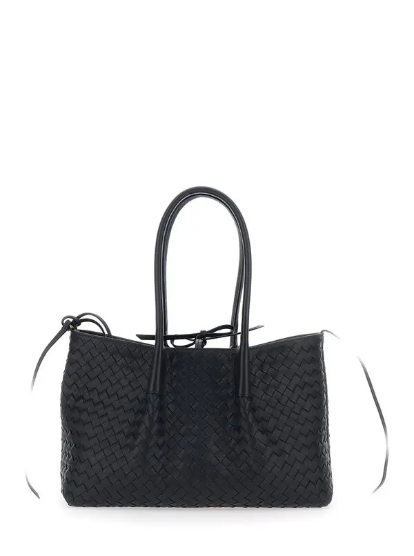Bottega Veneta Medium Shoulder Bag With Intreccio Motif - Black