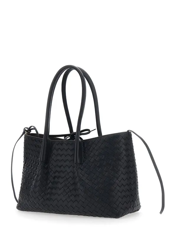 Bottega Veneta Medium Shoulder Bag With Intreccio Motif - Black