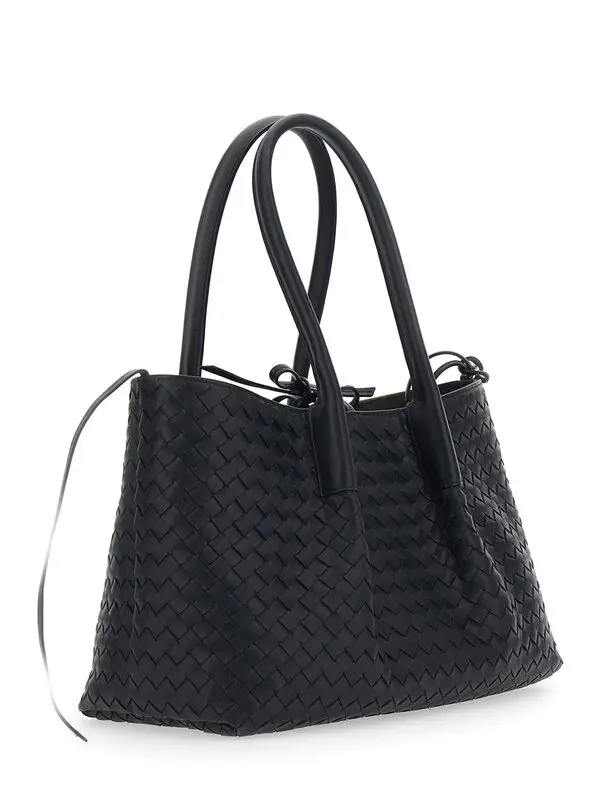 Bottega Veneta Medium Shoulder Bag With Intreccio Motif - Black