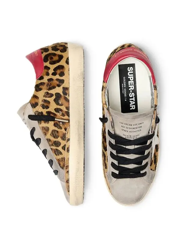 GOLDEN GOOSE Super-star Leopard Print Sneakers With Leather Star Detail - Brown