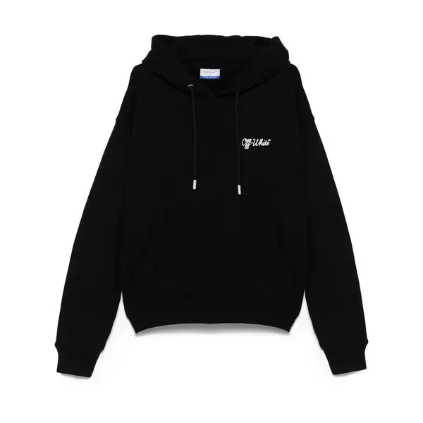 Off-White Drawstring Hood Hoodie With Logo Print - Black