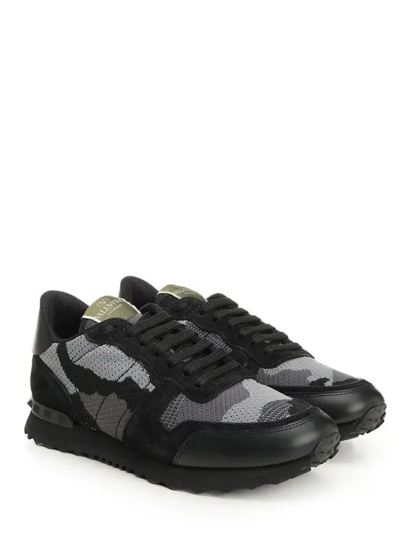 Valentino Garavani Rockrunner Camouflage Sneakers - Black