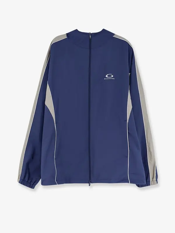 Balenciaga Sporty Zip-up Rain Jacket With Embroidered Logo