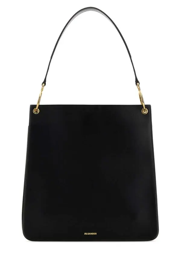JIL SANDER Leather Otto Shoulder Bag - Black