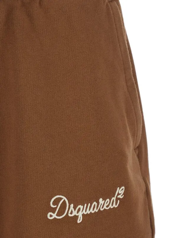 Dsquared2 Cotton Drawstring Shorts With Logo Lettering - Brown