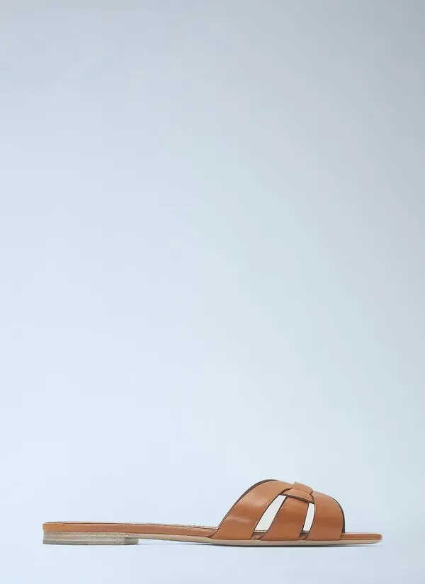 Saint Laurent Tribute Leather Sandals - Brown