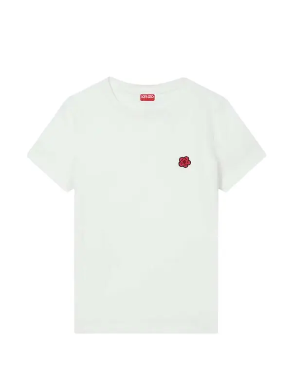 Kenzo Organic Cotton T-shirt With Floral Decoration - White