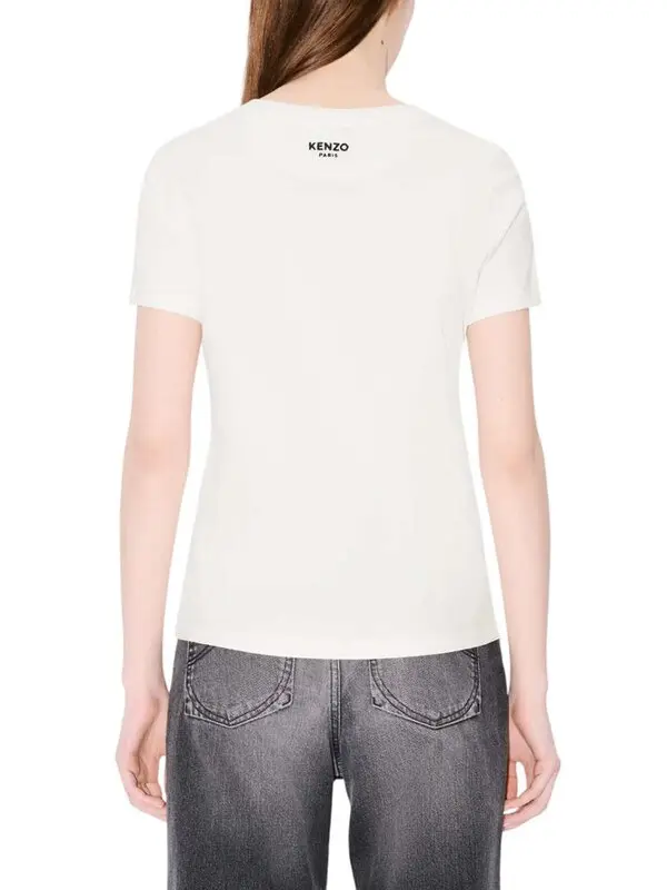 Kenzo Organic Cotton T-shirt With Floral Decoration - White