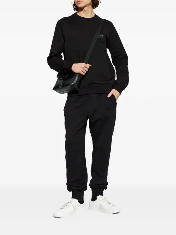 Dolce & Gabbana Crewneck Sweatshirt With Logo Plaque - Black