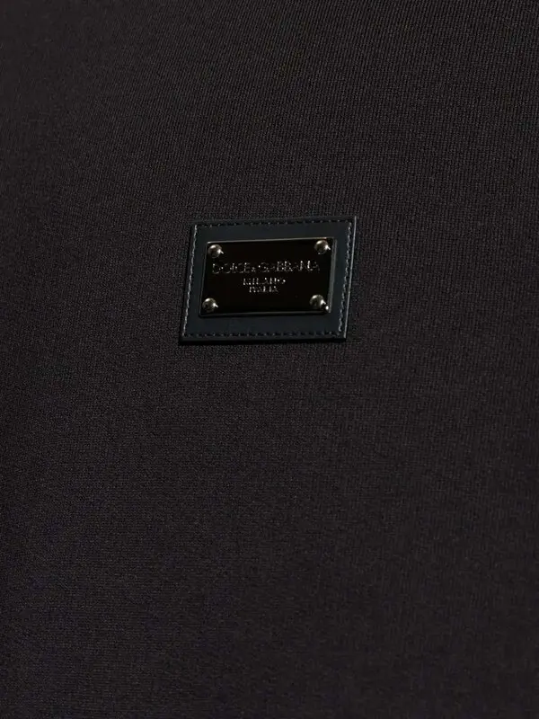 Dolce & Gabbana Crewneck Sweatshirt With Logo Plaque - Black