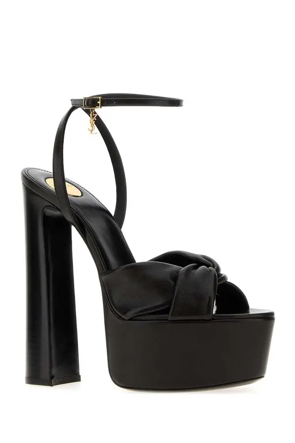 Saint Laurent Nappa Leather Platform Sandals - Black